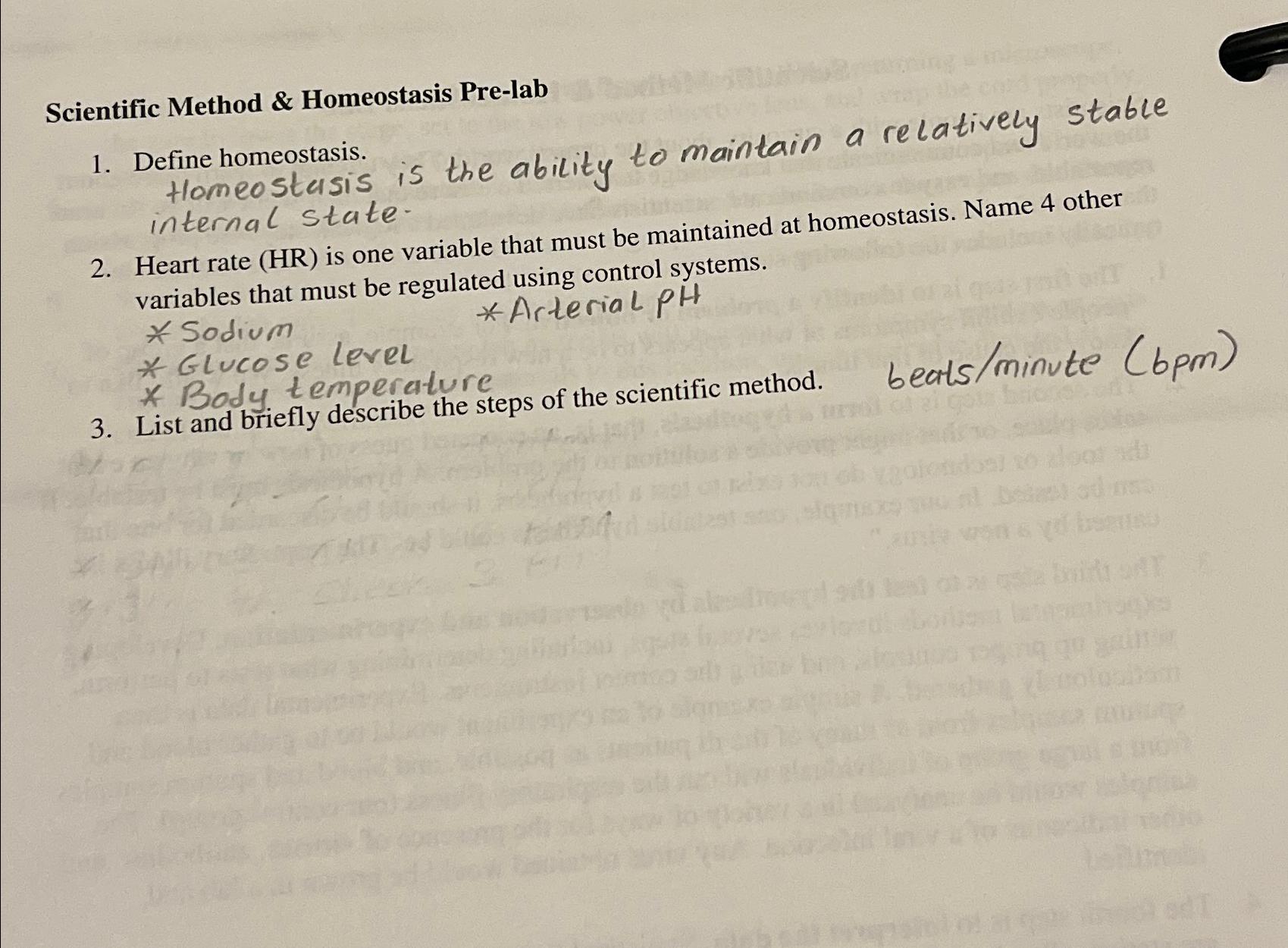 Solved Scientific Method & Homeostasis Pre-labDefine | Chegg.com