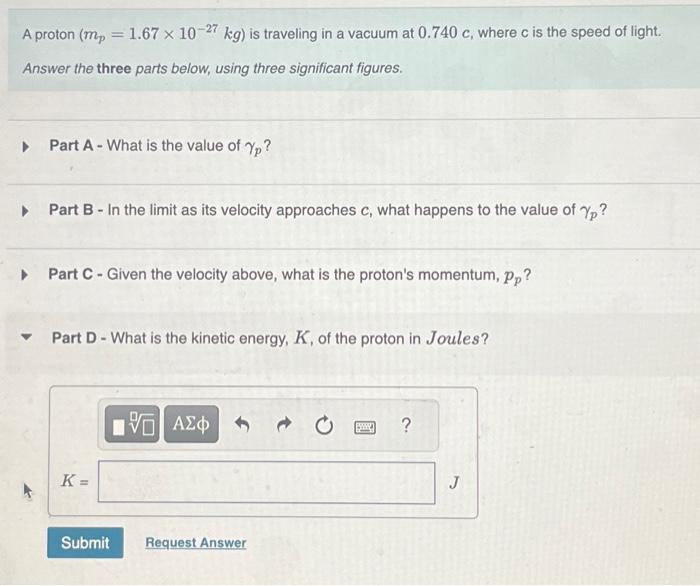 Solved A proton (mp = 1.67 x 10-27 kg) is traveling in a | Chegg.com