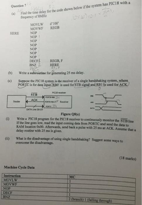 Solved Question 7 (a) Find the time delay for the code shown | Chegg.com