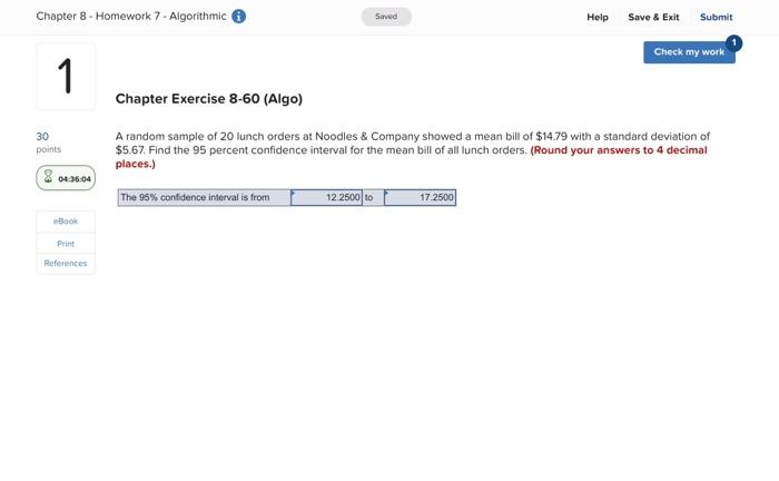 Solved Chapter 8 - Homework 7 - Algorithmic Saved Help Save | Chegg.com