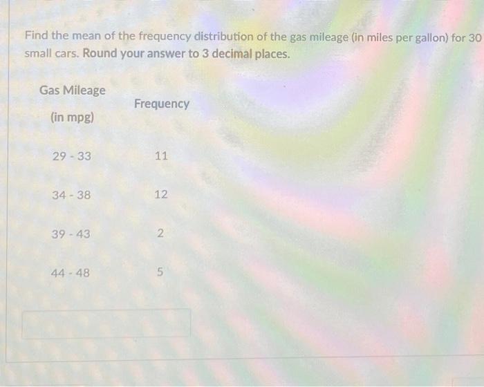 Solved Find the mean of the frequency distribution of the | Chegg.com