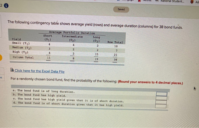 Solved National Student... Ad 20 Saved The following | Chegg.com