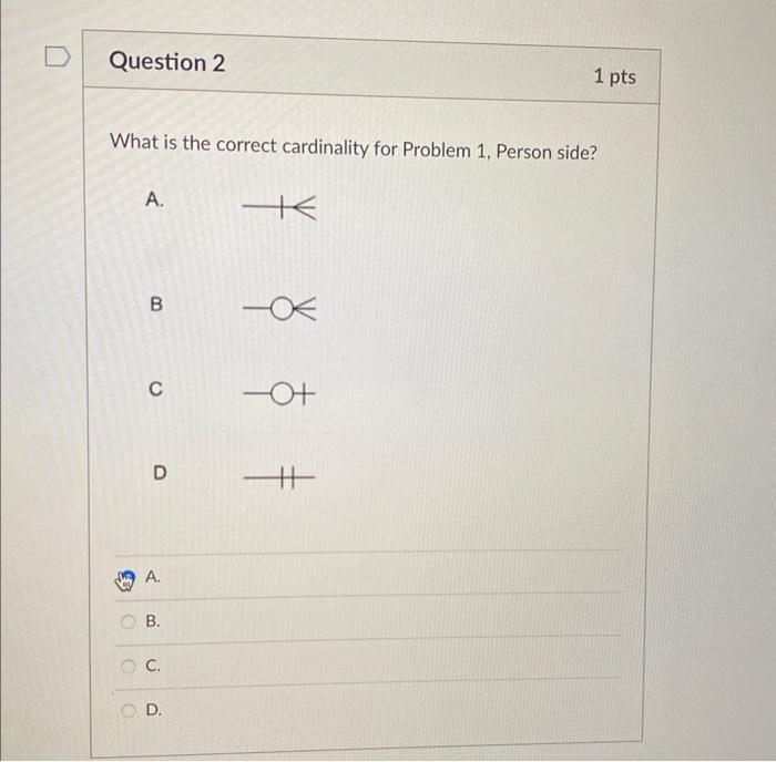 Solved What is the correct cardinality for Problem 1, Person | Chegg.com