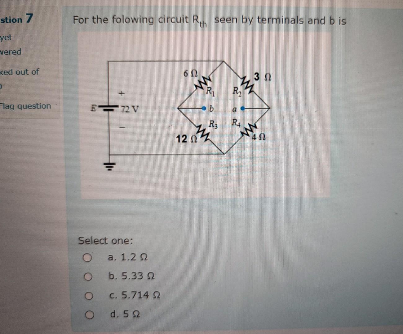 Solved For the folowing circuit Rth ﻿seen by terminals and | Chegg.com