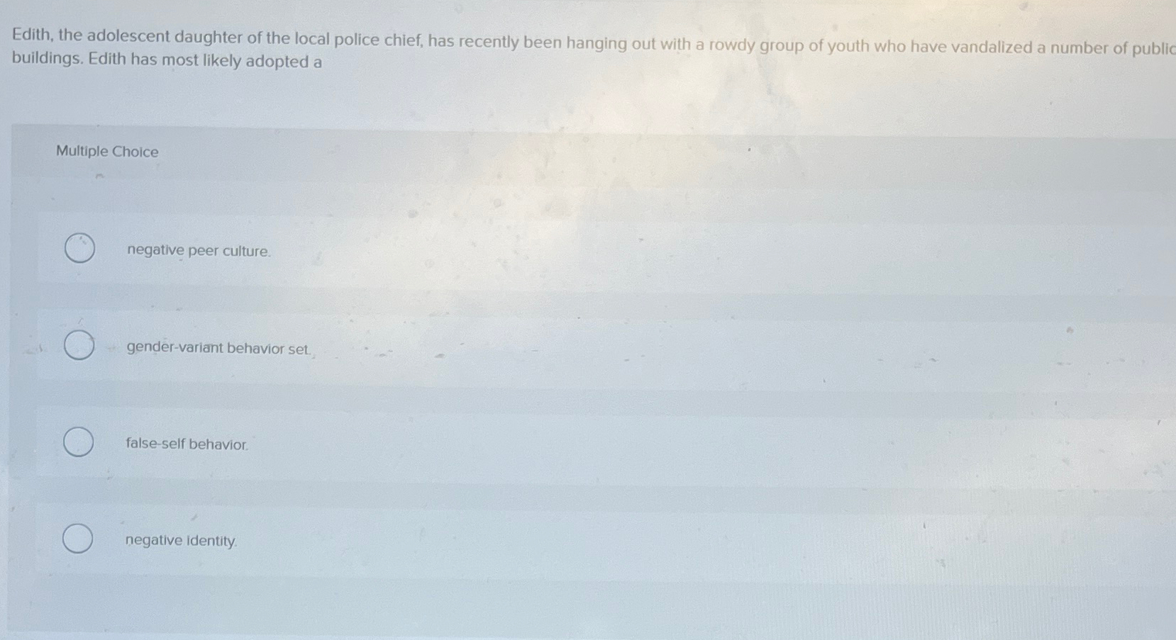 Solved Edith, the adolescent daughter of the local police | Chegg.com