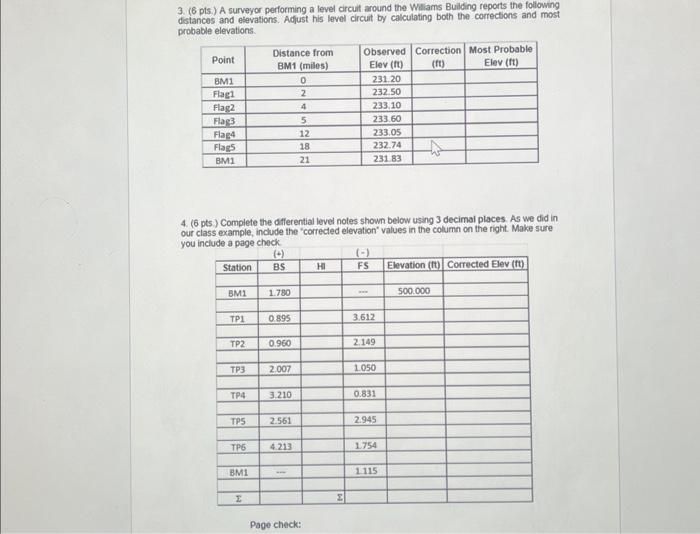 3. (6 pts) A surveyor performing a level circuit | Chegg.com
