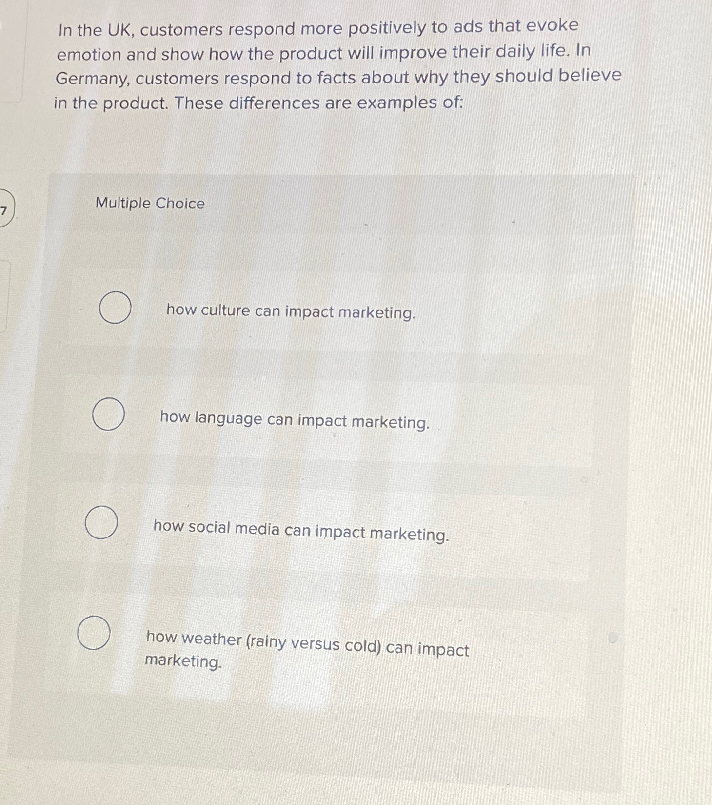 Solved In the UK, ﻿customers respond more positively to ads | Chegg.com