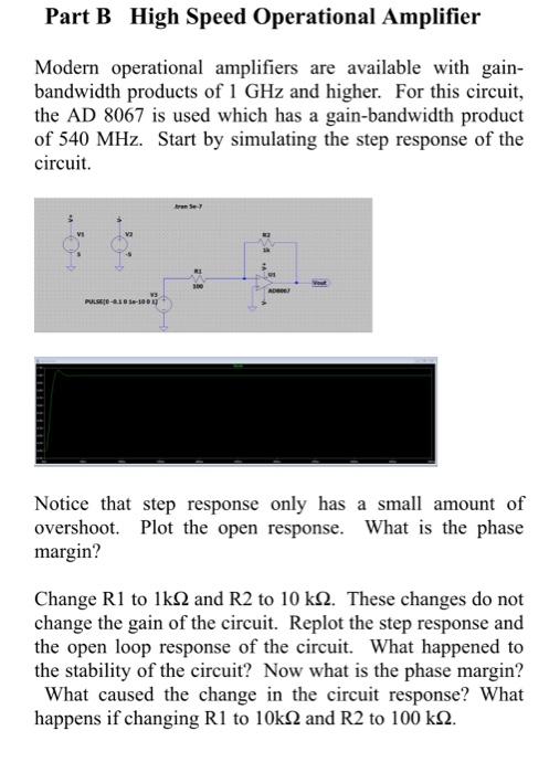 Solved Part B High Speed Operational Amplifier Modern | Chegg.com