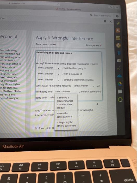 Solved Wrongful interference with a business relationship | Chegg.com