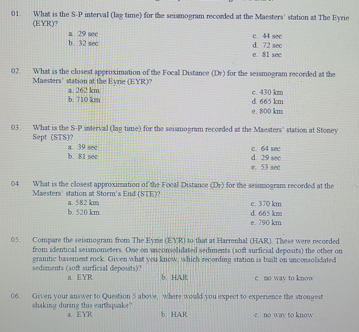 Solved 01 What is the S-P interval (lag time) for the | Chegg.com