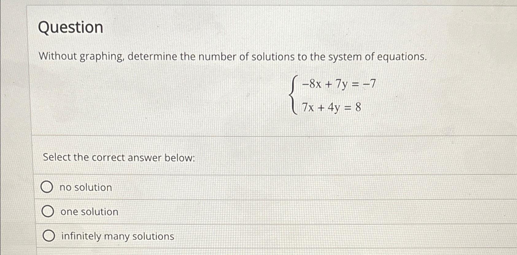 Solved QuestionWithout graphing, determine the number of | Chegg.com