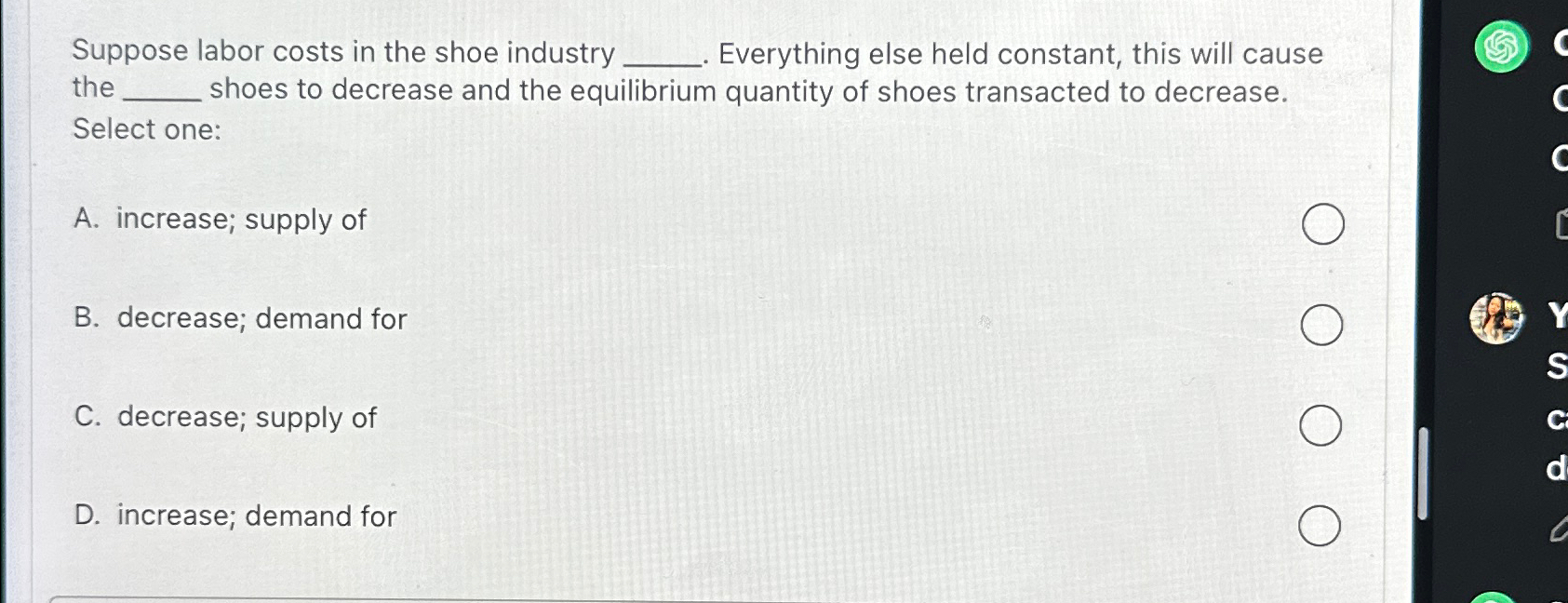 Solved Suppose labor costs in the shoe industry Everything | Chegg.com