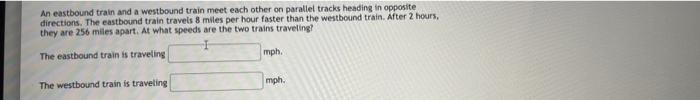 Solved An eastbound train and a westbound train meet each | Chegg.com