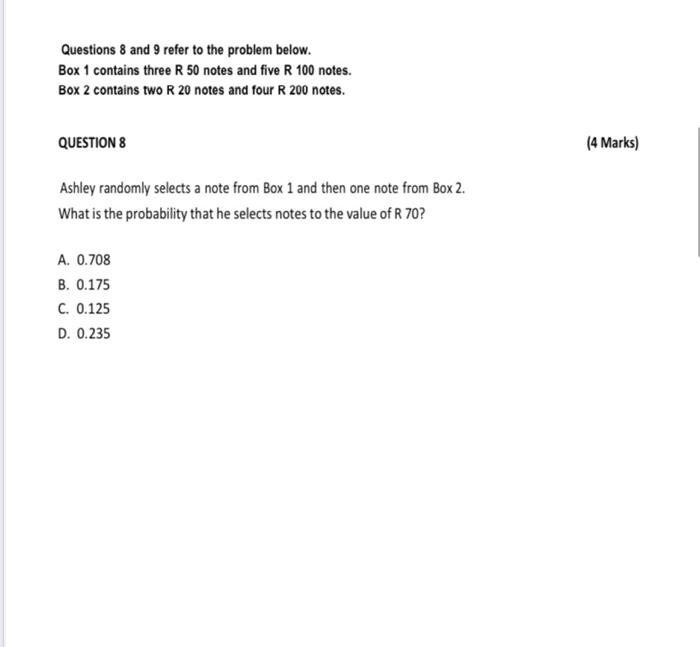 Solved Questions 8 and 9 refer to the problem below. Box 1 | Chegg.com