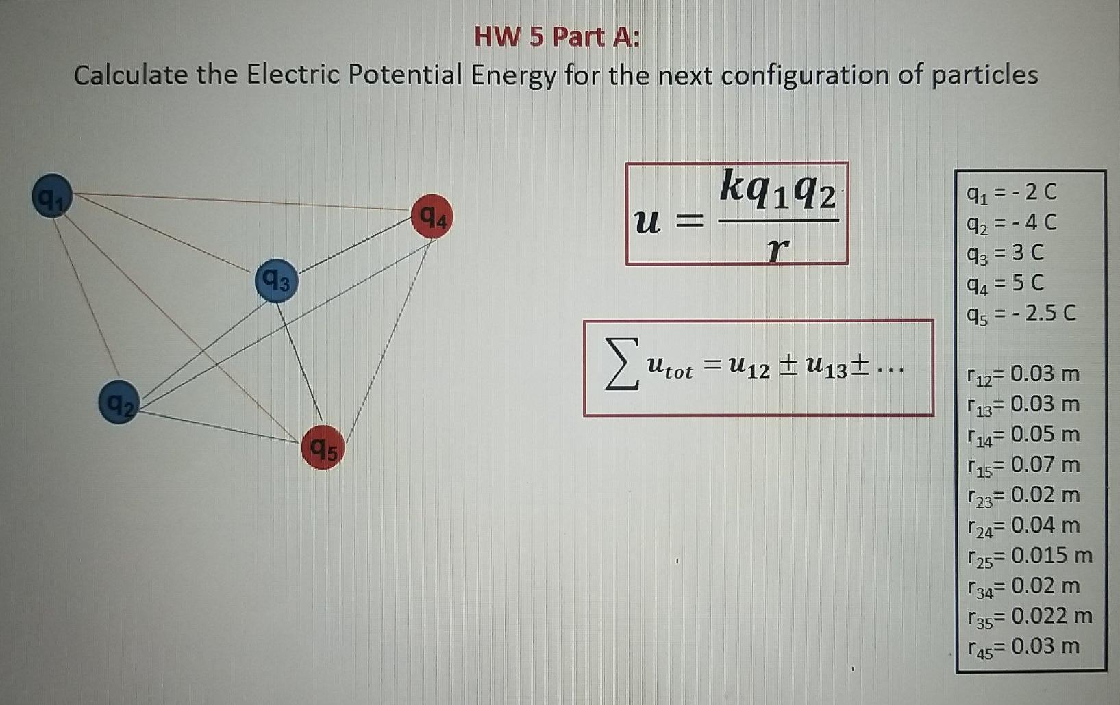 Solved HW 5 Part A: Calculate the Electric Potential Energy | Chegg.com