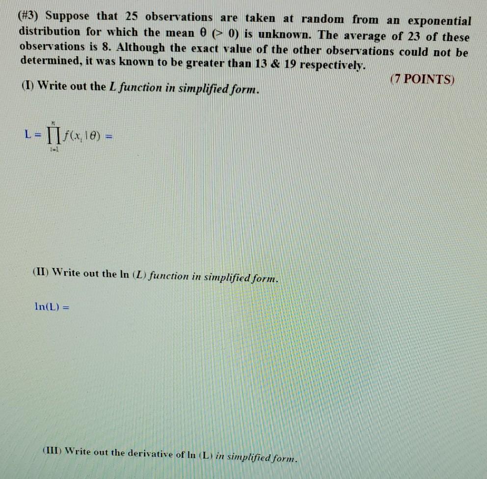 Solved 3 Suppose That 25 Observations Are Taken At Random