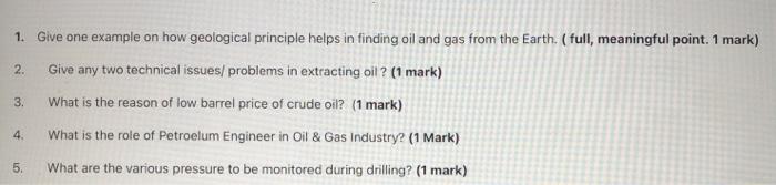 Solved 2. 3. 1. Give one example on how geological principle | Chegg.com