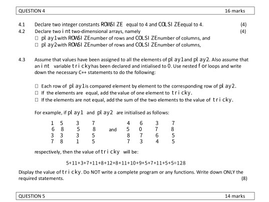Solved QUESTION 4 16 marks 4.1 4.2 (4) (4) Declare two | Chegg.com Solved QUESTION 4 16 marks 4.1 4.2 (4) (4) Declare two | Chegg.com
