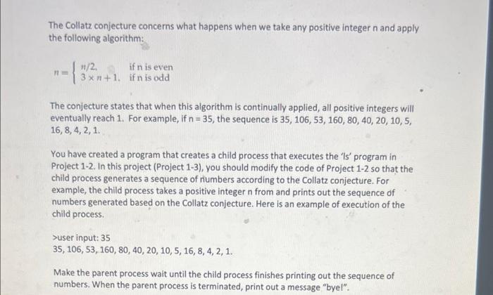 Solved The Collatz conjecture concerns what happens when we | Chegg.com