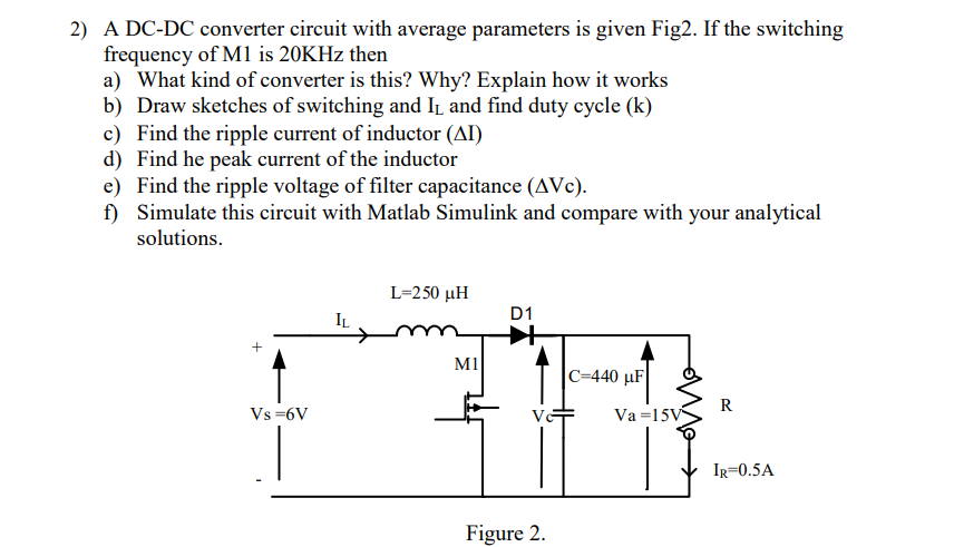 A DC-DC converter circuit with average parameters is | Chegg.com
