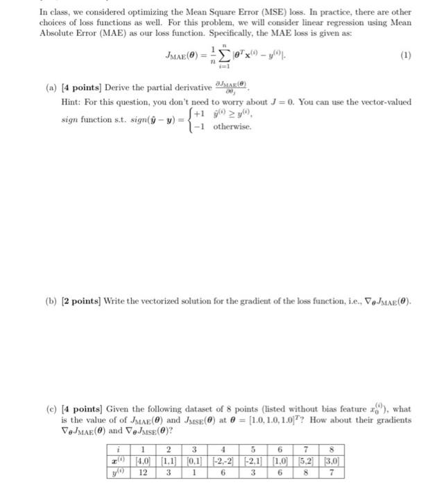 Solved In class, we considered optimizing the Mean Square | Chegg.com
