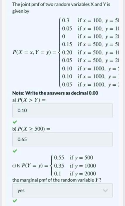 Solved The joint pmf of two random variables X and Y is | Chegg.com