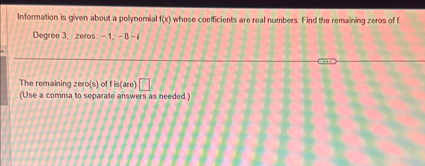 Solved Information is given about a polynomial f(x) ﻿whose | Chegg.com