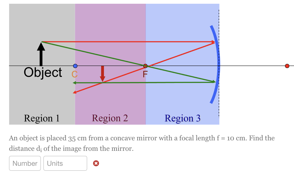 Solved An object is placed 35cm ﻿from a concave mirror with | Chegg.com