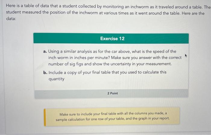 Solved Here is a table of data that a student collected by | Chegg.com