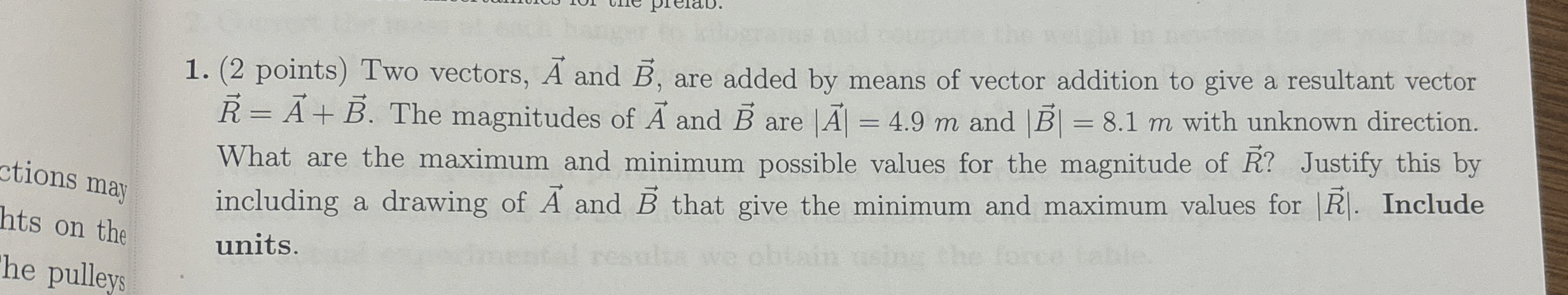 Solved (2 ﻿points) ﻿Two vectors, vec(A) ﻿and vec(B), ﻿are | Chegg.com
