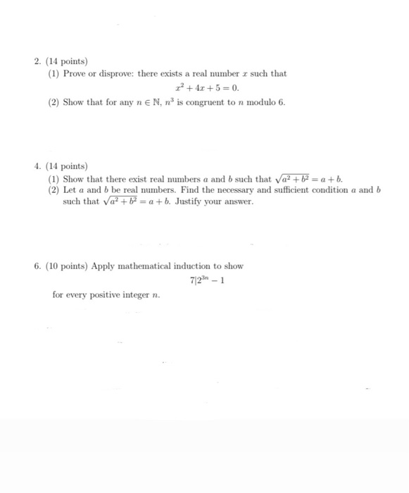 Solved 2. (14 points) (1) Prove or disprove: there exists a | Chegg.com