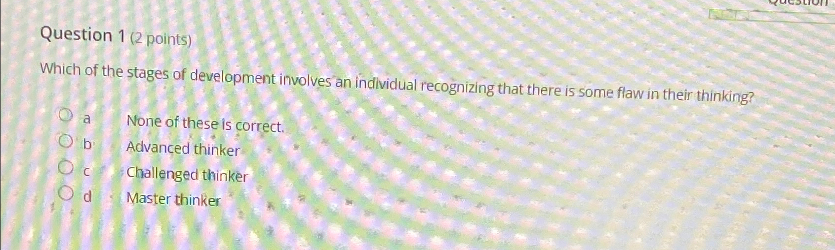 Solved Question 1 (2 ﻿points)Which of the stages of | Chegg.com