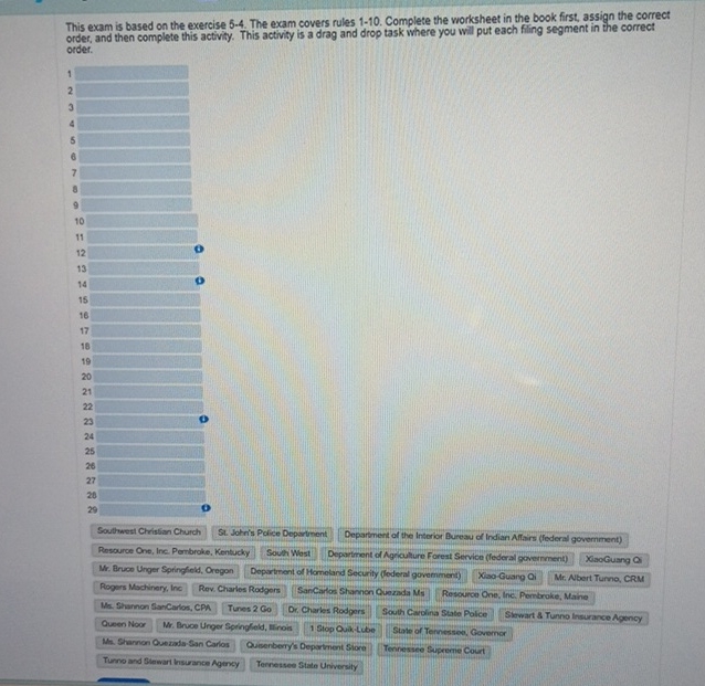 Solved This exam is based on the exercise 5-4. ﻿The exam | Chegg.com
