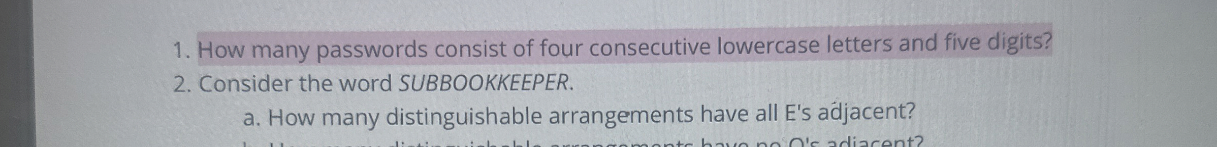 Solved How many passwords consist of four consecutive | Chegg.com