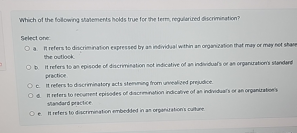 Solved Which of the following statements holds true for the | Chegg.com