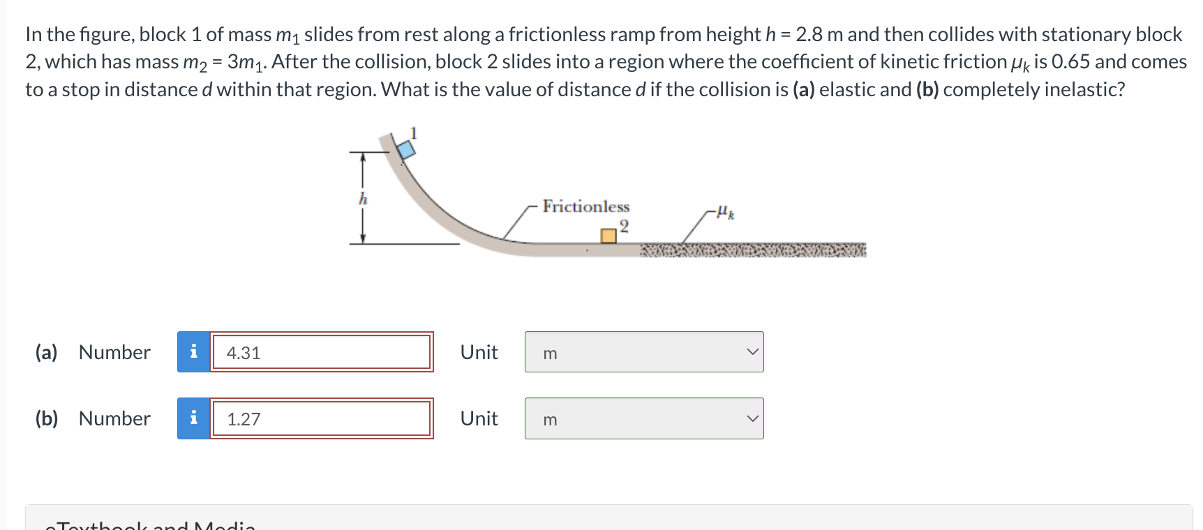 Solved In ﻿the figure, block 1 of ﻿mass m1 ﻿slides from rest | Chegg.com