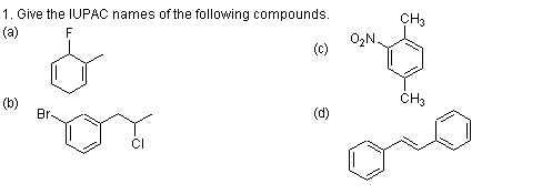 Solved 1. ﻿Give the IUPAC names of the following compounds. | Chegg.com