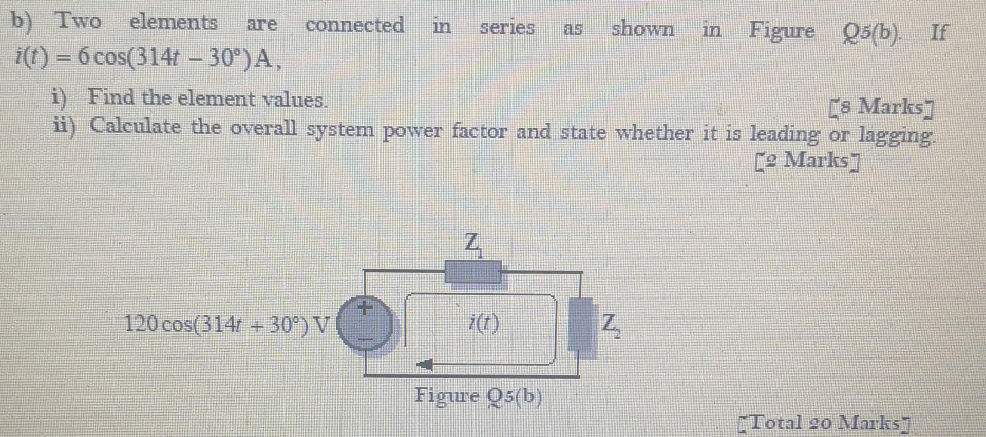 Solved b) Two elements connected in series shown in Figure | Chegg.com