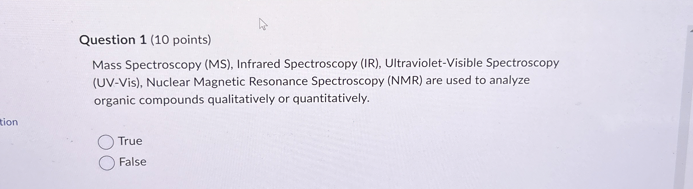 High Quality SOLUTION Question 1 (10 ﻿points)Mass Spectroscopy (MS), | Chegg.com