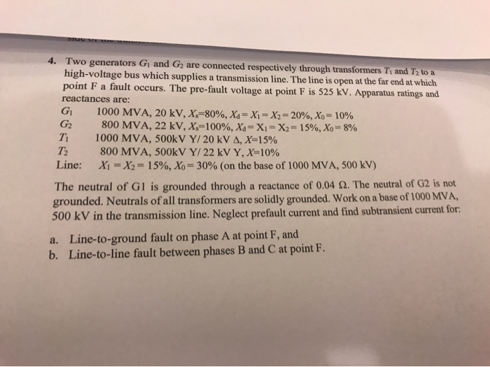 Solved 4. Two generators G1 and G2 are connected | Chegg.com