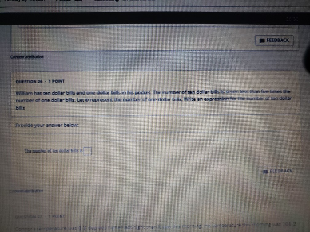 Solved FEEDBACK Content attribution QUESTION 26 - 1 POINT | Chegg.com