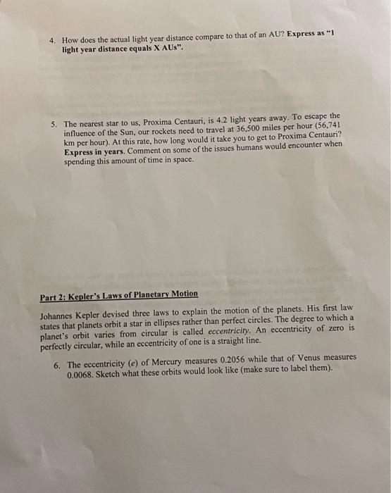 4. How does the actual light year distance compare to | Chegg.com