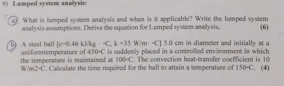 Solved Lumped system analysis:(a) ﻿What is lumped system | Chegg.com