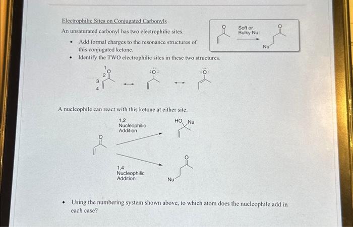Electrophilic Sites on Conjugated Carbonyls An | Chegg.com