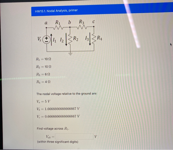 Solved HW15.1. Nodal Analysis, primer a b R1 W R3 W Vs(+11 | Chegg.com