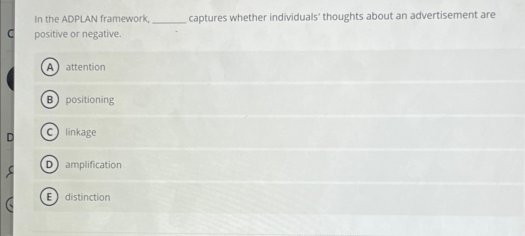 Solved In the ADPLAN framework, captures whether | Chegg.com