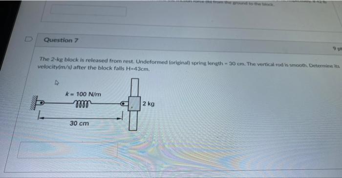 Solved The 2-kg block is released from rest. Undeformed | Chegg.com
