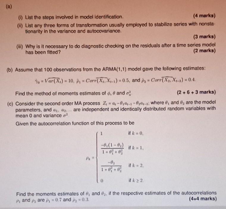 Solved (i) Ust the steps involved in model identification. | Chegg.com