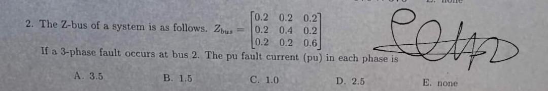 Solved 2. The Z-bus of a system is as follows. Zbus | Chegg.com