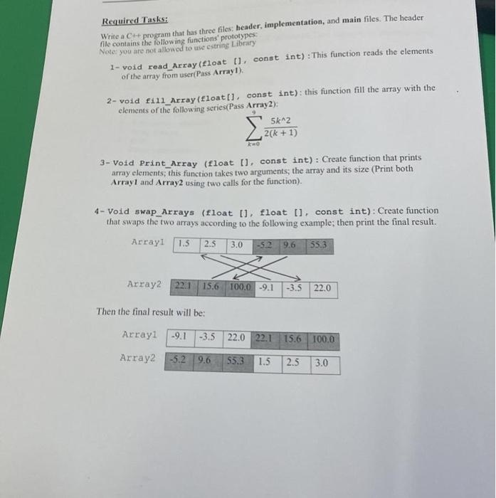 Solved Required Tasks: Write a Ctt program that has three | Chegg.com